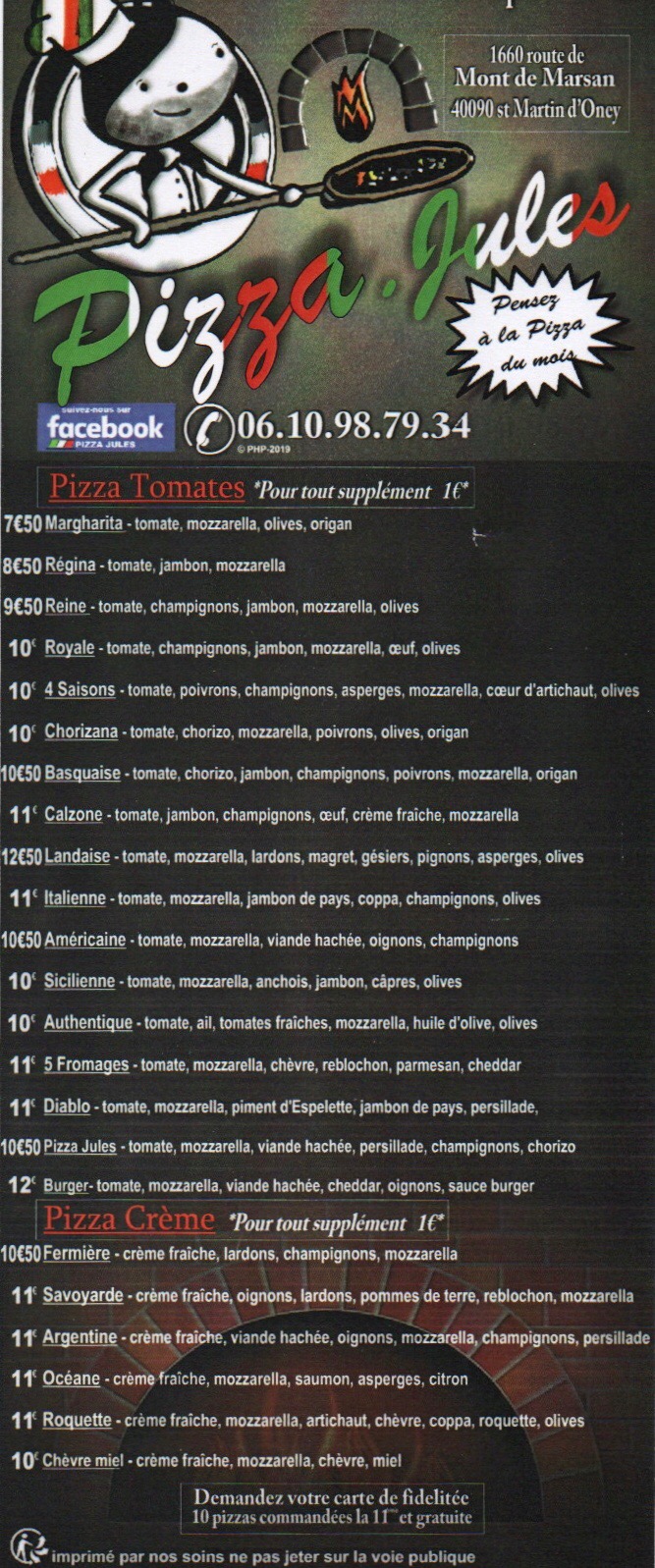 Restaurant Pizza jules à Saint Martin d oney